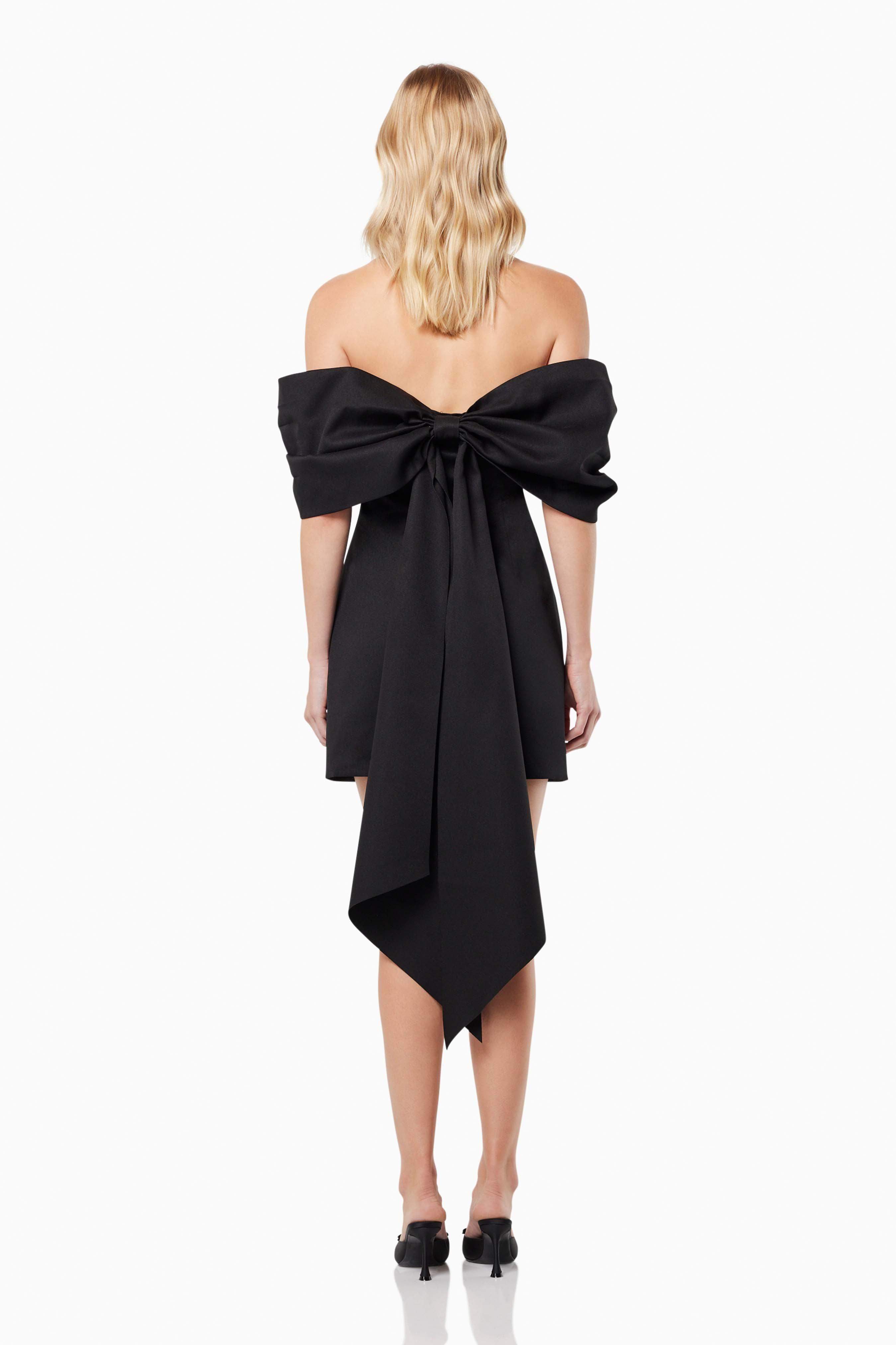 Calypso Bow Detail Mini Dress In Black – Elliatt